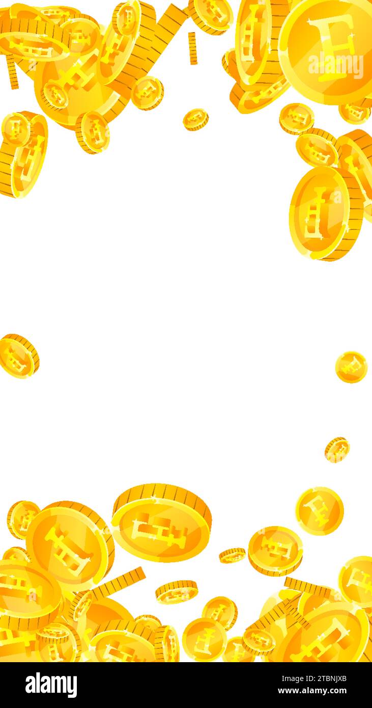 Swiss franc coins falling. Gold scattered CHF coins. Switzerland money ...