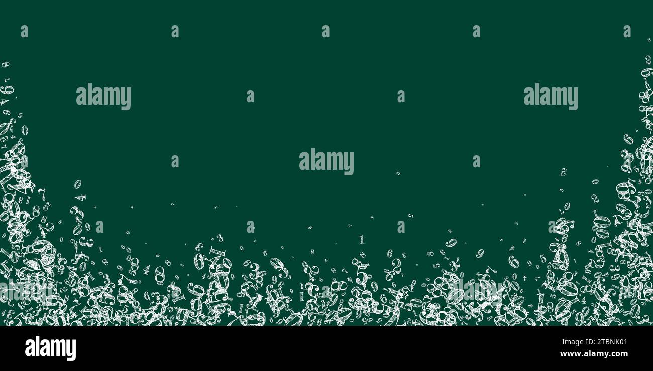 School math notebook cover. White chalk numbers floating in the air ...