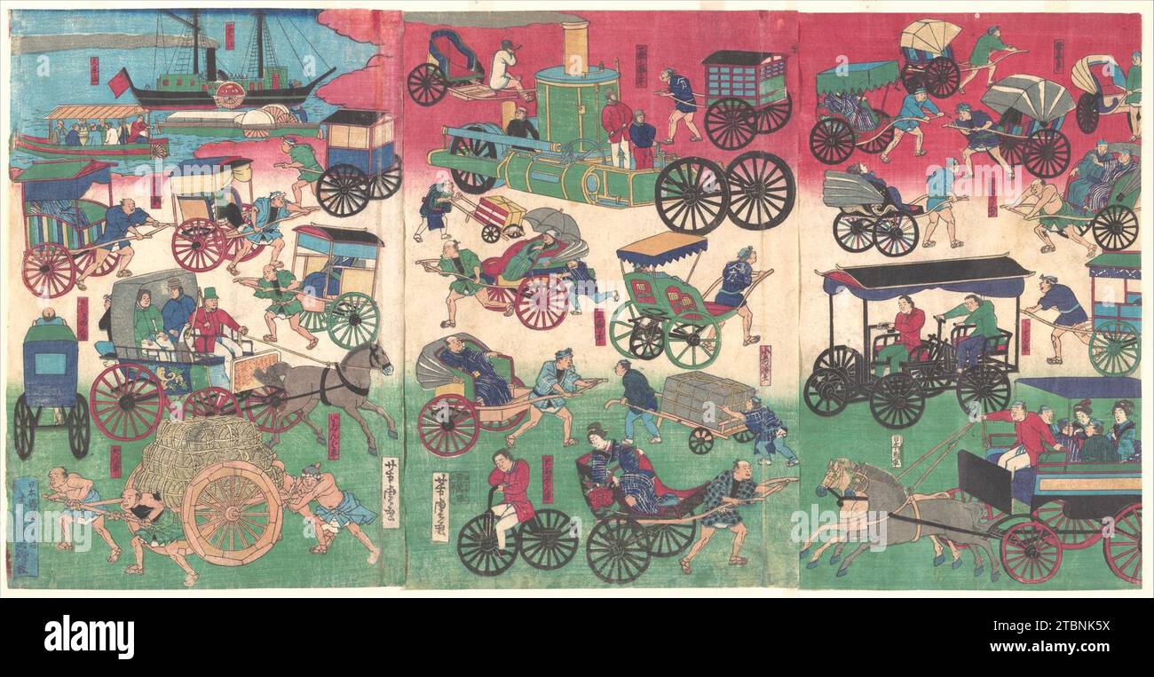 Vehicles on the Streets of Tokyo 1960 by Utagawa Yoshitora Stock Photo ...