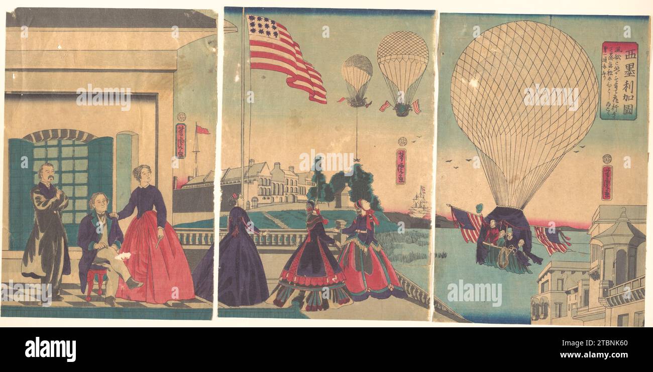 American Balloon Ascension (Amerikakoku) 1960 by Utagawa Yoshitora ...