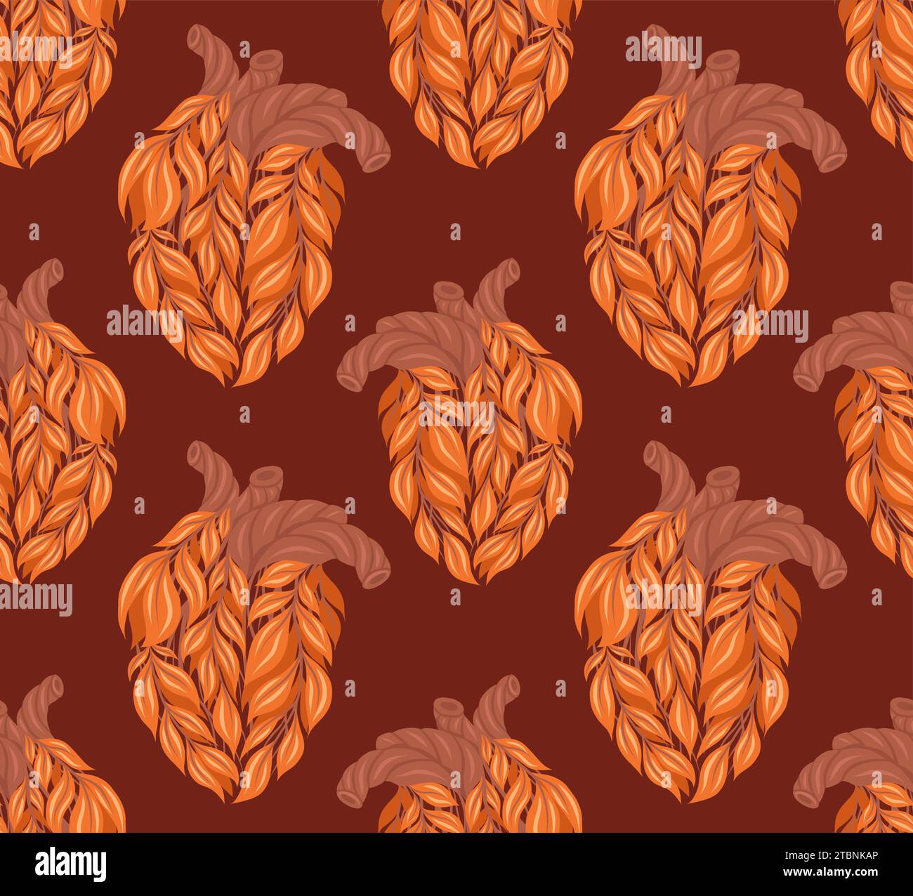 Vector seamless pattern with unhealthy human hearts made of leaves in ...