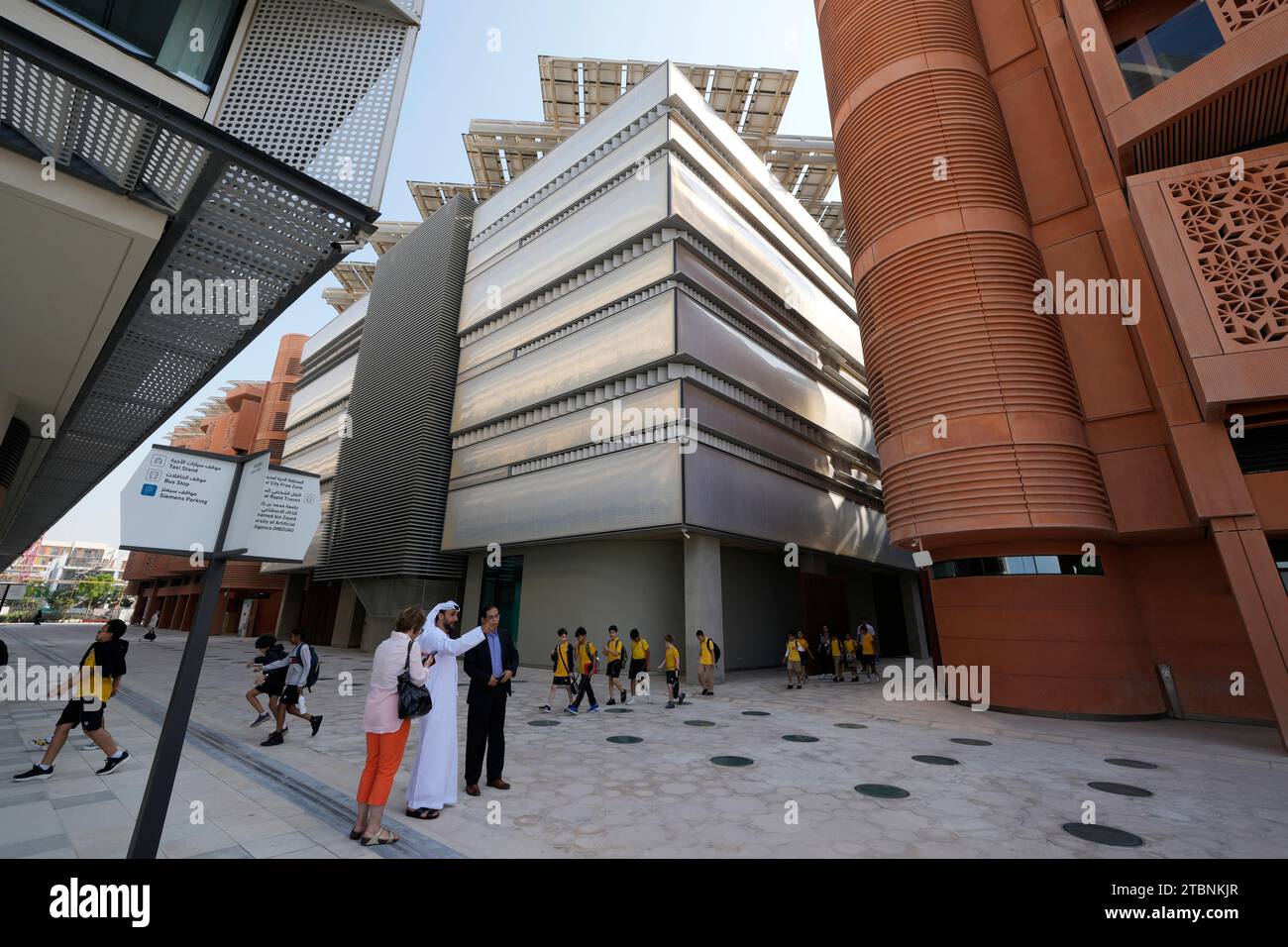 People visit Masdar City near Abu Dhabi, United Arab Emirates, as Dubai ...
