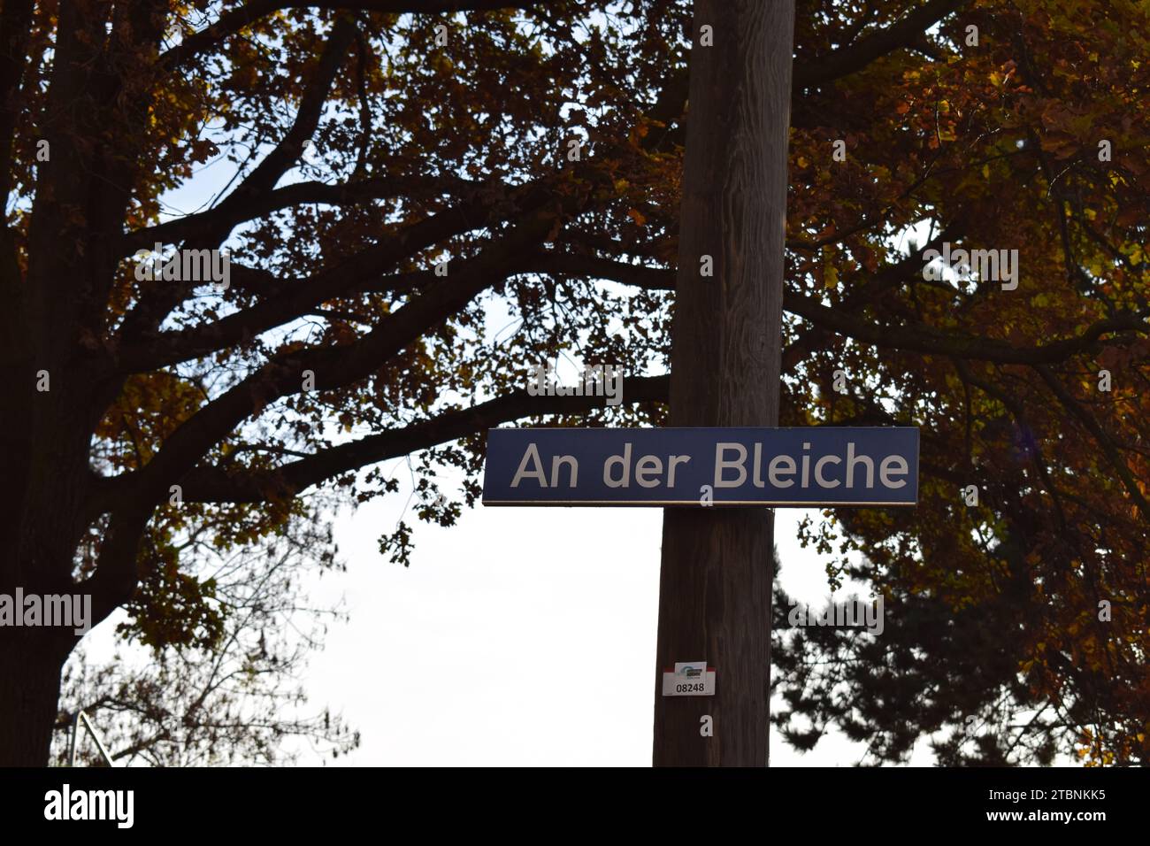 street name sign, An der Bleiche Stock Photo - Alamy