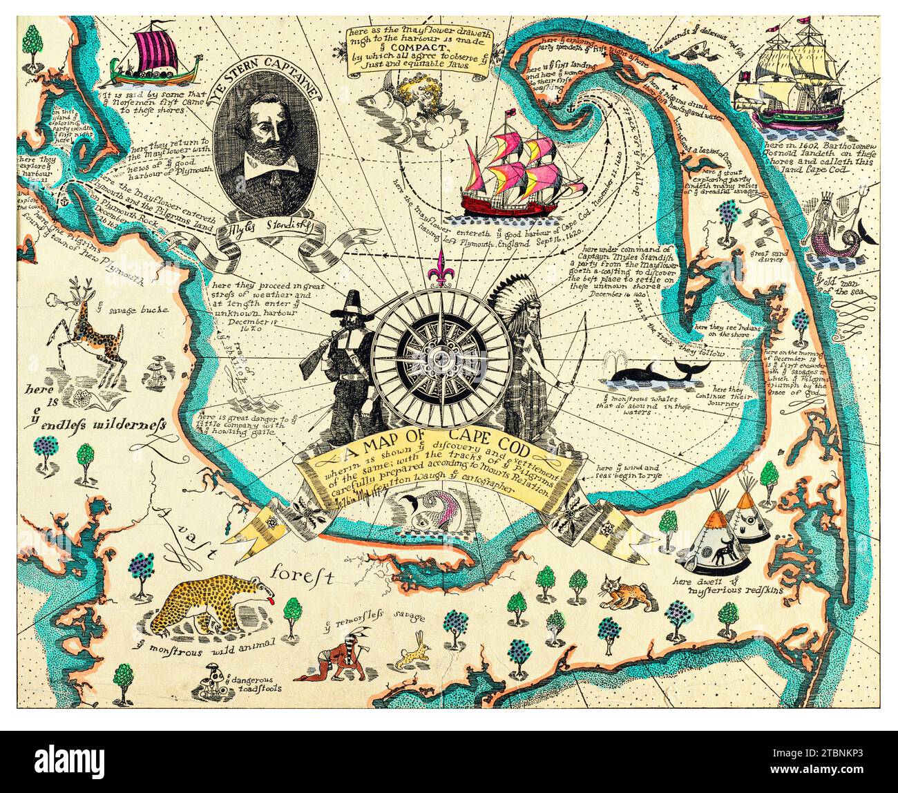 Old map cape cod Cut Out Stock Images & Pictures - Alamy