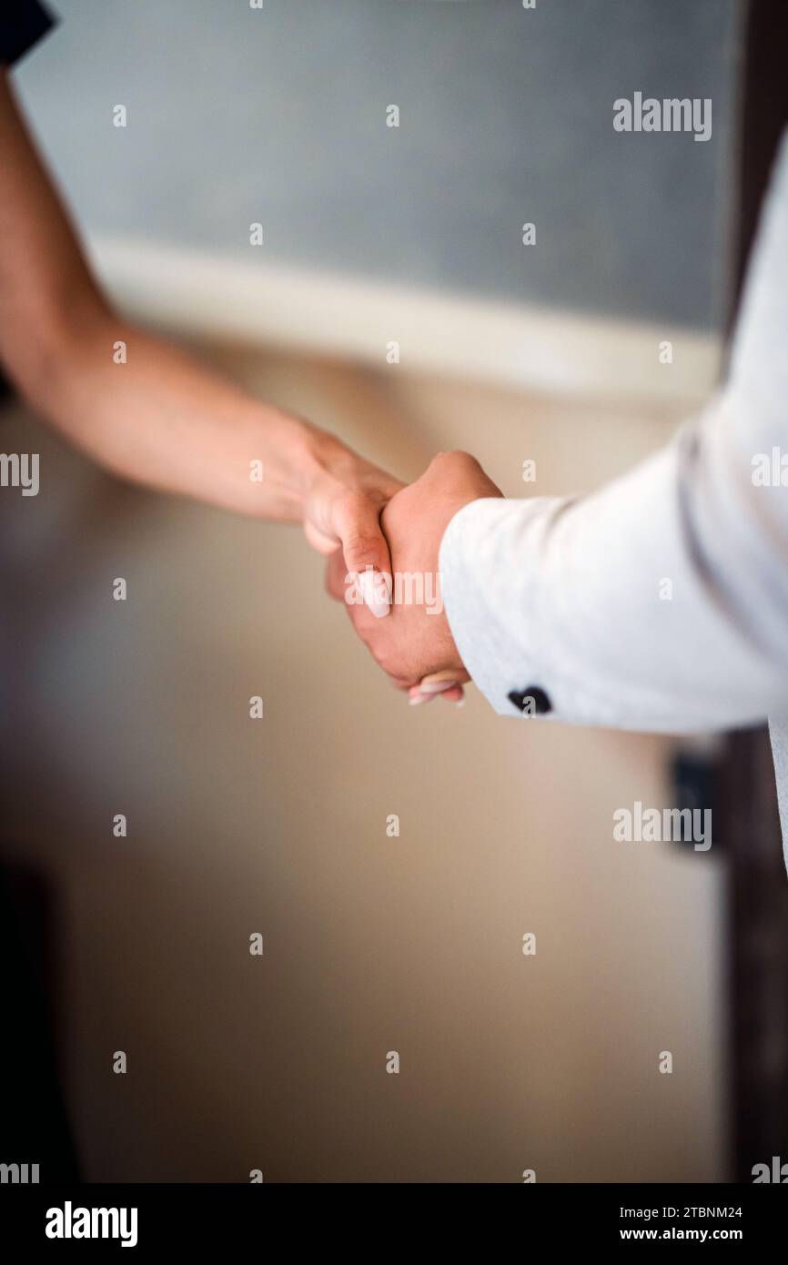 Handshake close view background. Business agreement, deal concept Stock ...