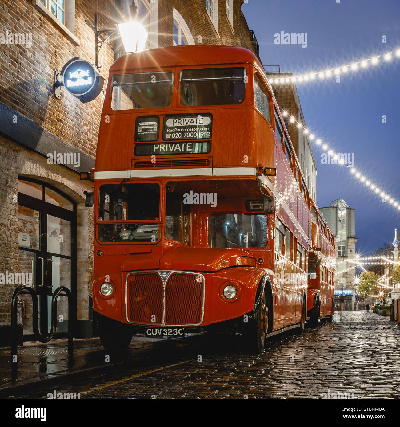 Double decker buses for hire parked near Seven Dials in London during ...