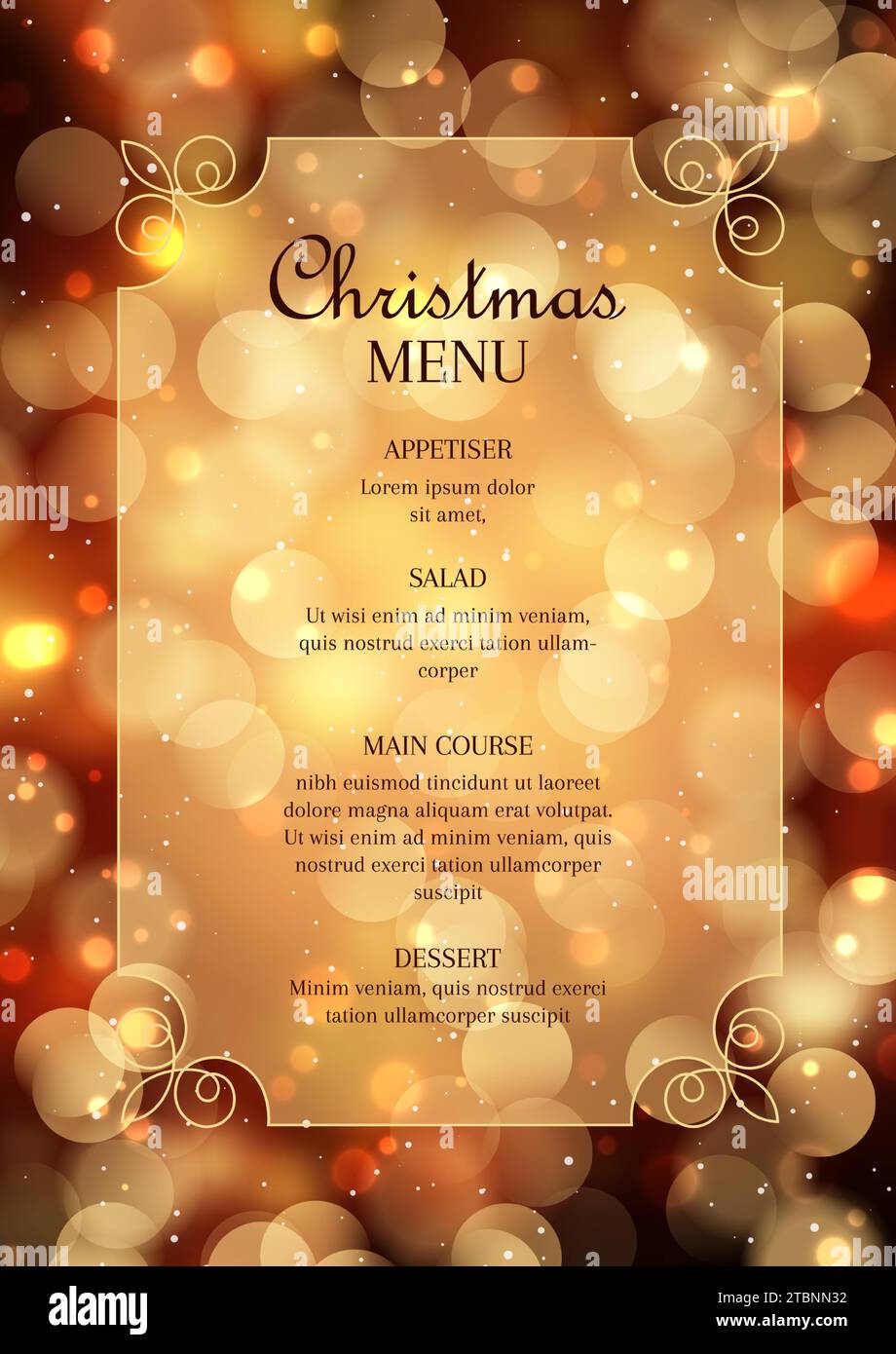 elegant Christmas menu with a bokeh lights design Stock Vector Image ...