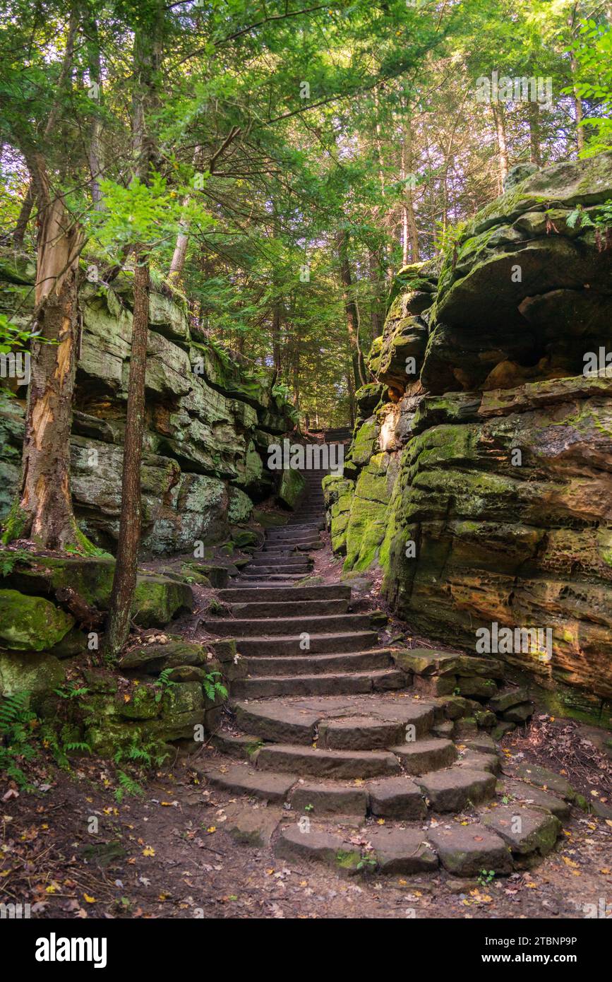Staircase at the Ledges Trail at Cuyahoga Valley National Park in Ohio ...