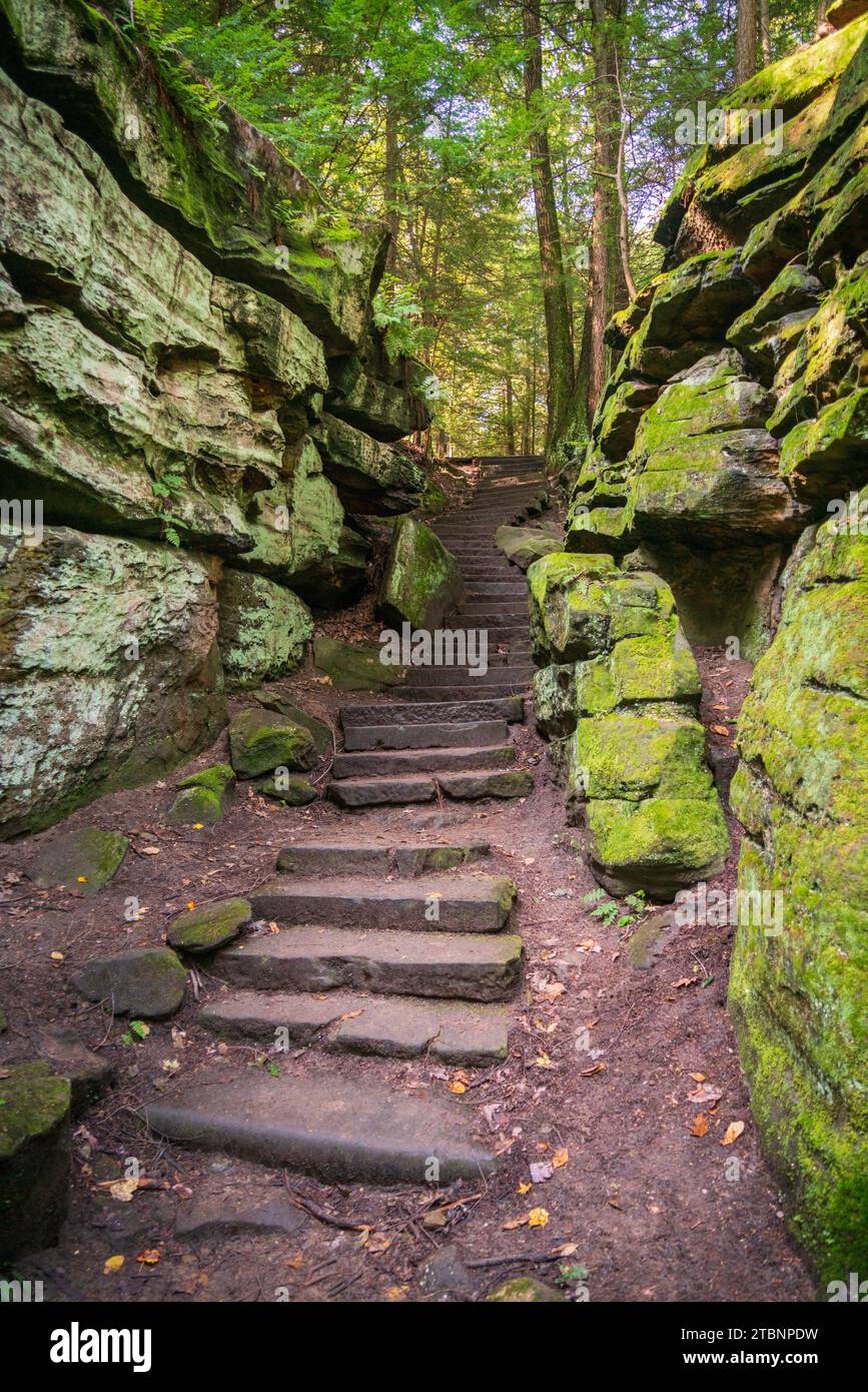 Staircase at the Ledges Trail at Cuyahoga Valley National Park in Ohio ...