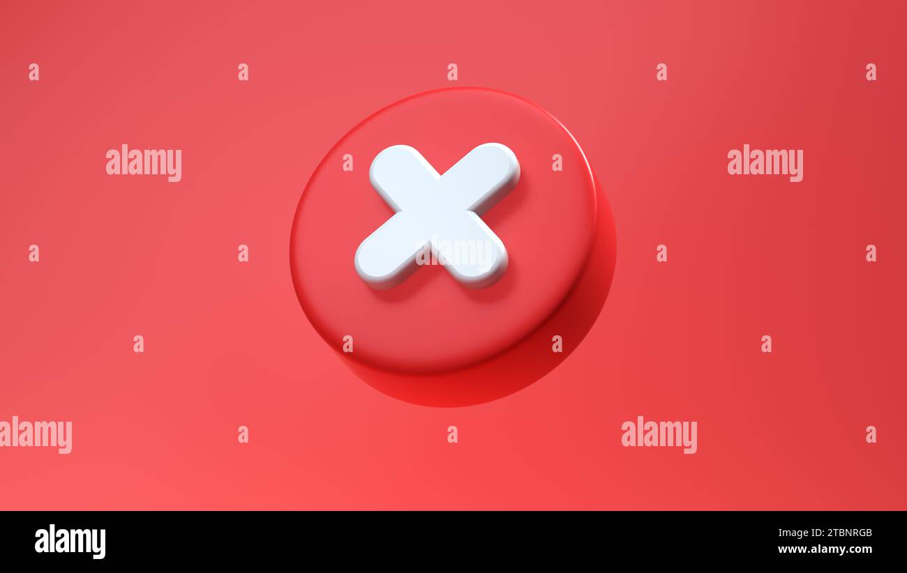 Cancel Cross Icon on Red Background. Cartoon Minimalism Style. Web ...