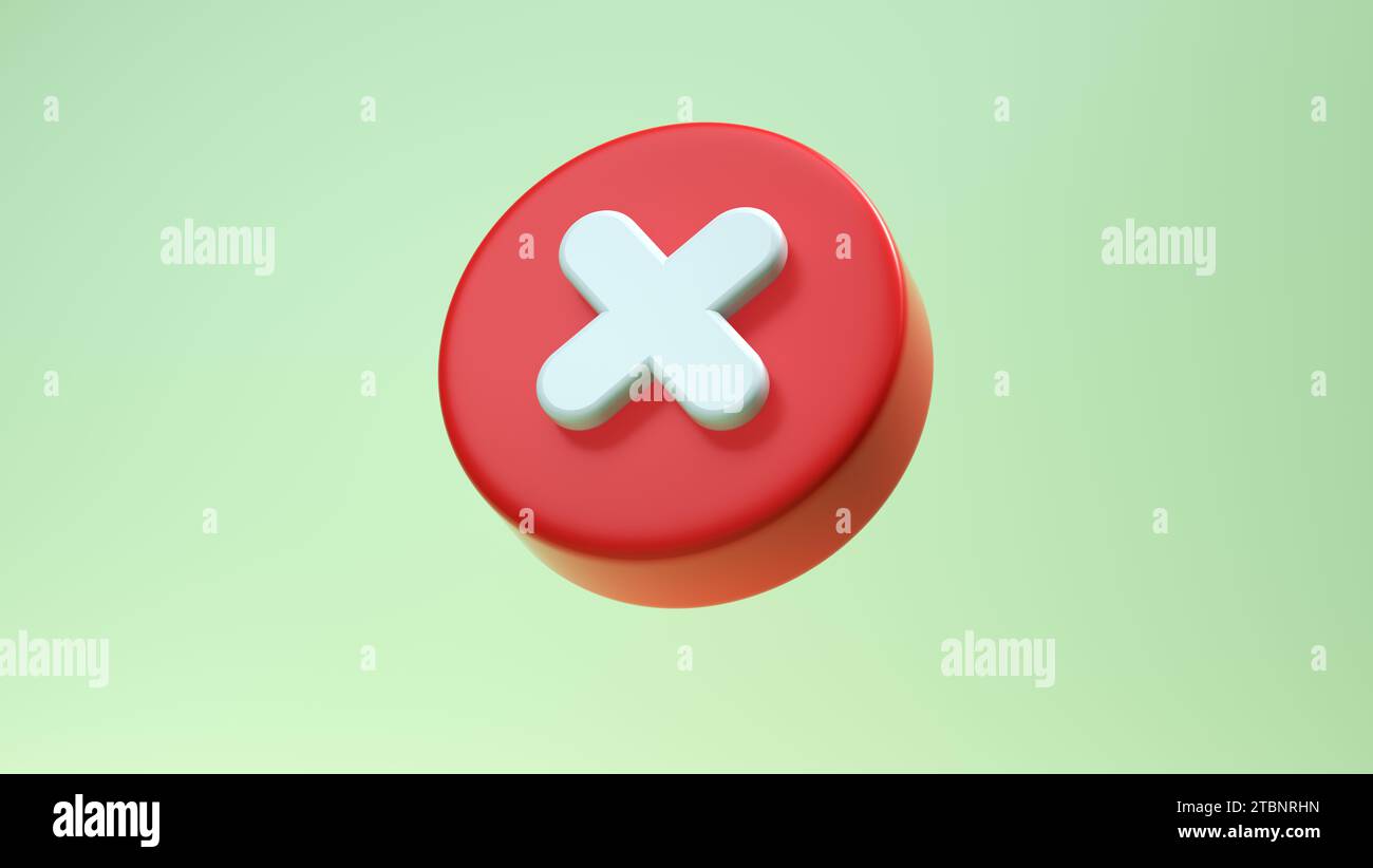 Cancel Cross Icon Isolated Over Lime Green Background. Cartoon ...