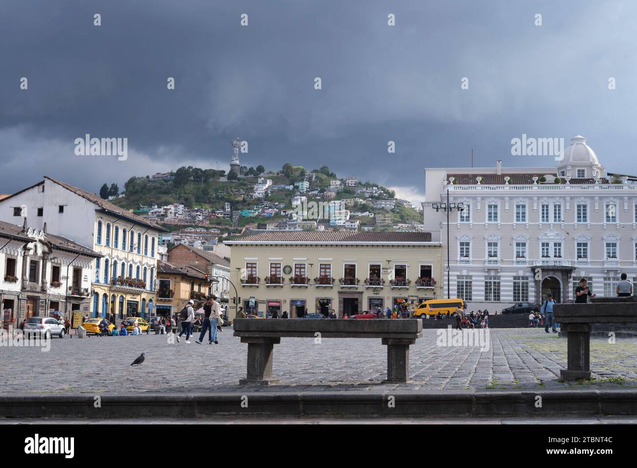 Colonial buildings in a square in the center of Quito Stock Photo - Alamy