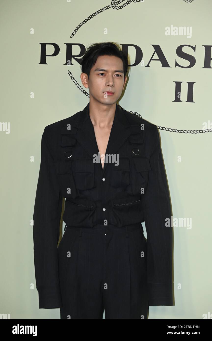 Chinese actor Li Xian attends the Prada activity in Shanghai, China ...
