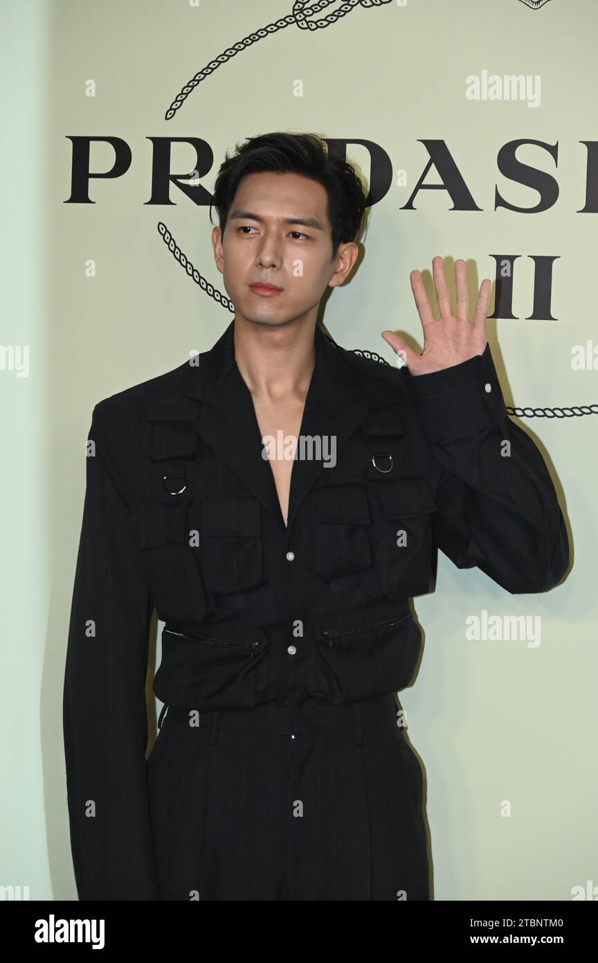 Chinese actor Li Xian attends the Prada activity in Shanghai, China ...