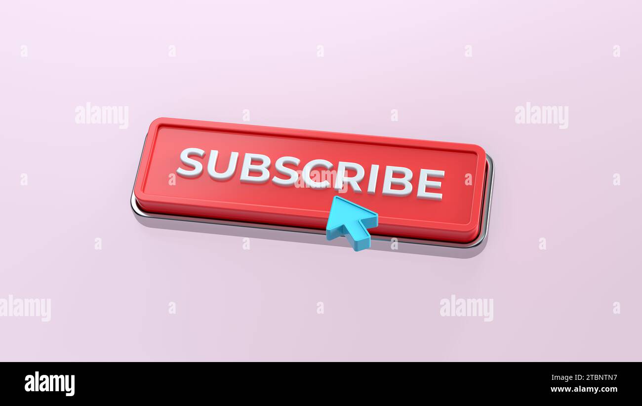 Subscribe Button and Cursor Isolated on Soft Purple Background ...