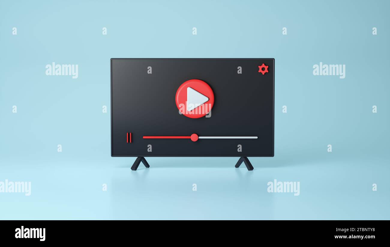 Watching Video on Modern Smart TV. Video Player Interface on Television ...