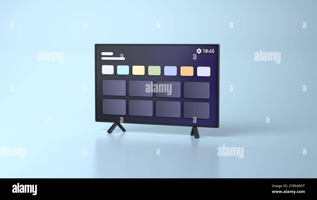 Minimal Smart TV Interface Isolated on Soft Blue Background. Video ...