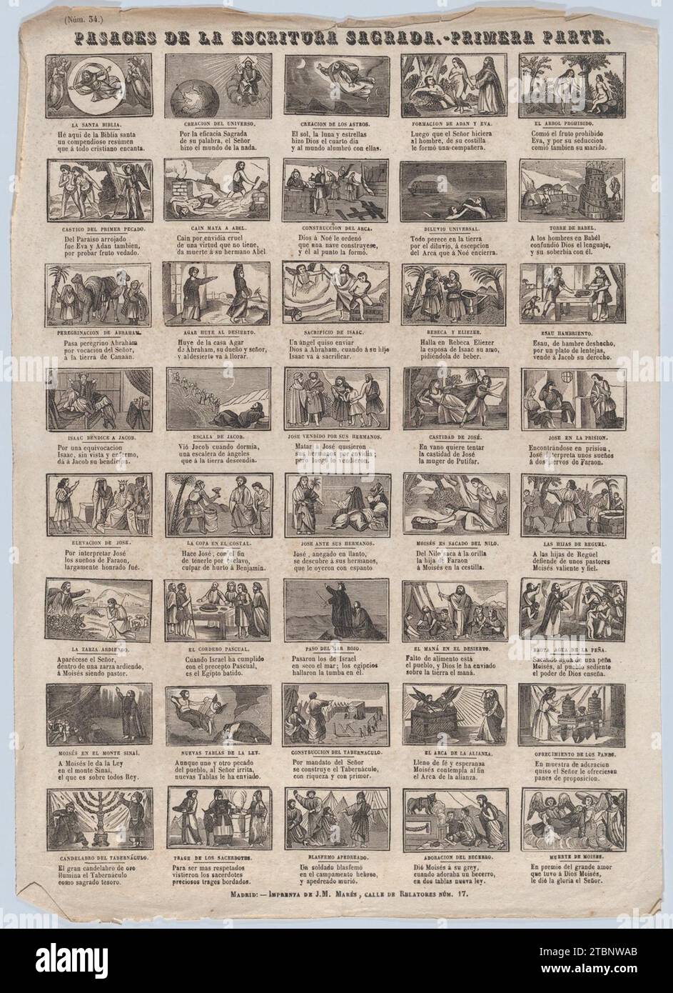 Broadside with 48 scenes illustrating passages of holy scripture (Part ...