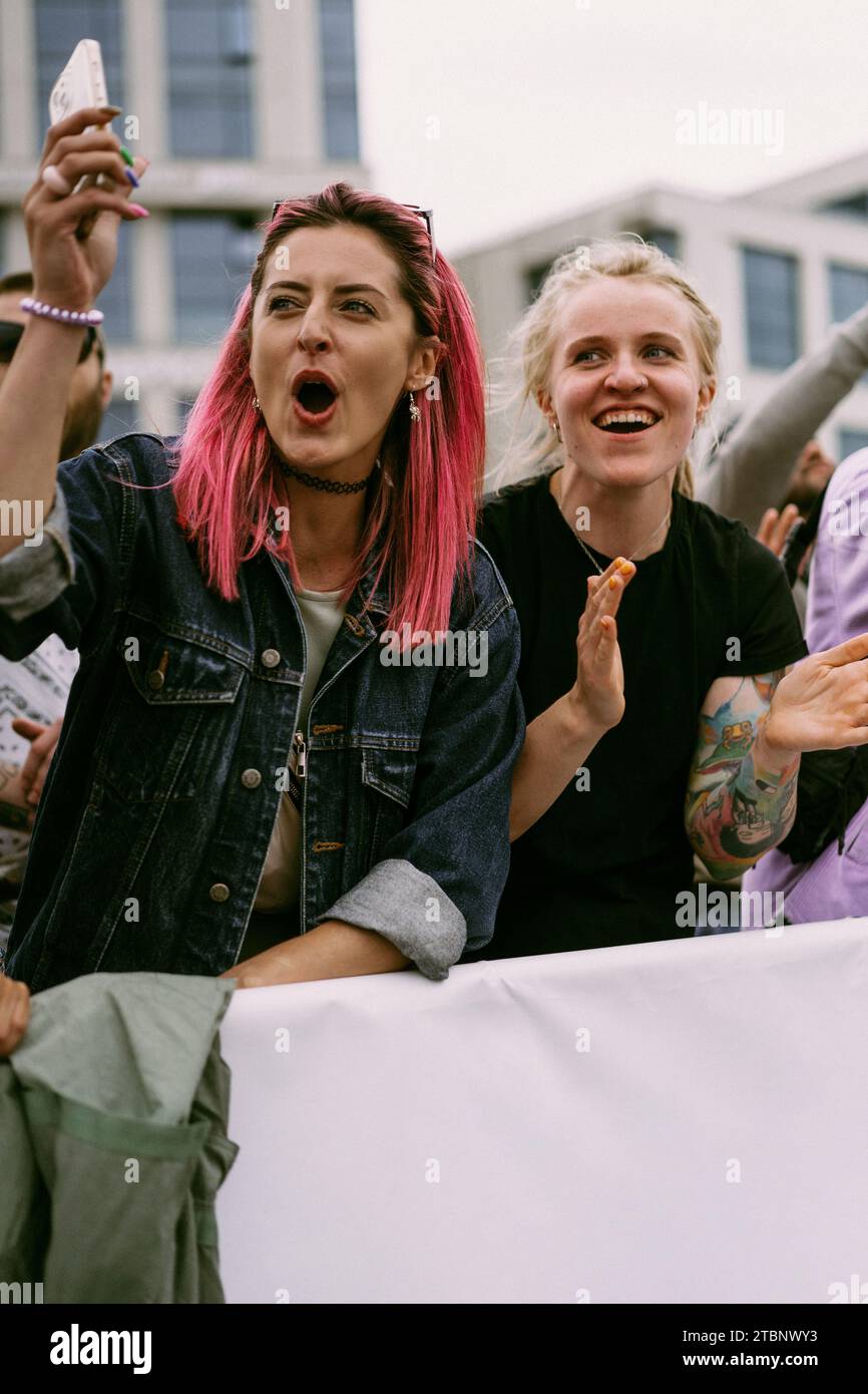 Fans at a sporting event, emotional portrait Stock Photo - Alamy