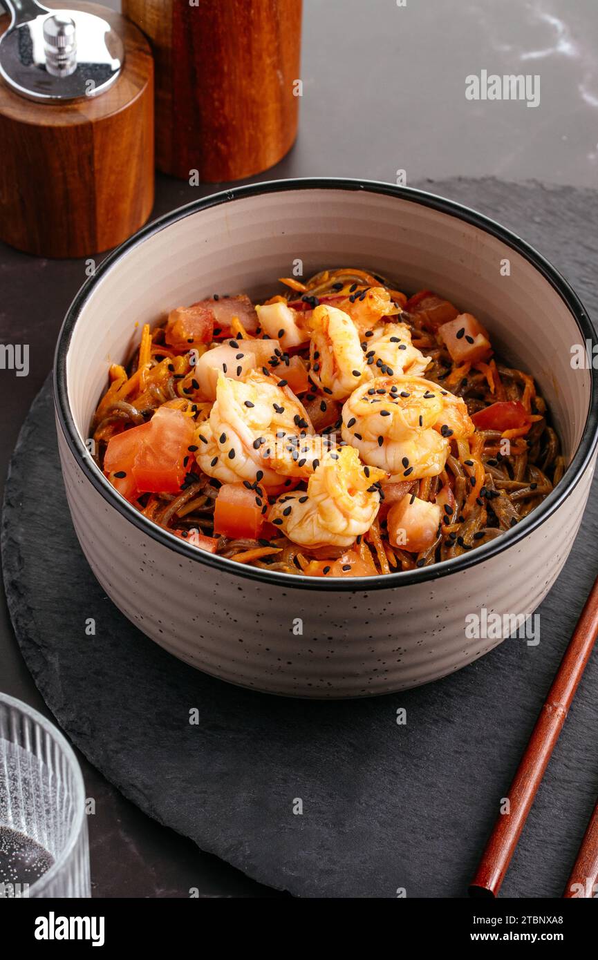 Tasty noodles shrimp soba hi-res stock photography and images - Alamy