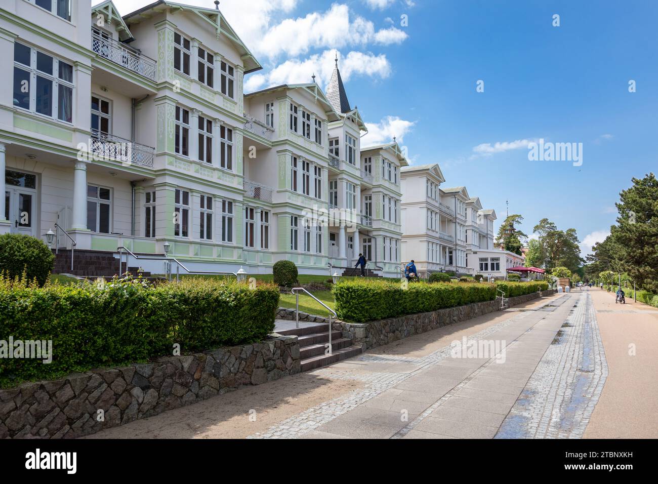 Spa architecture from the town of Zinnowitz on the island of Usedom in ...