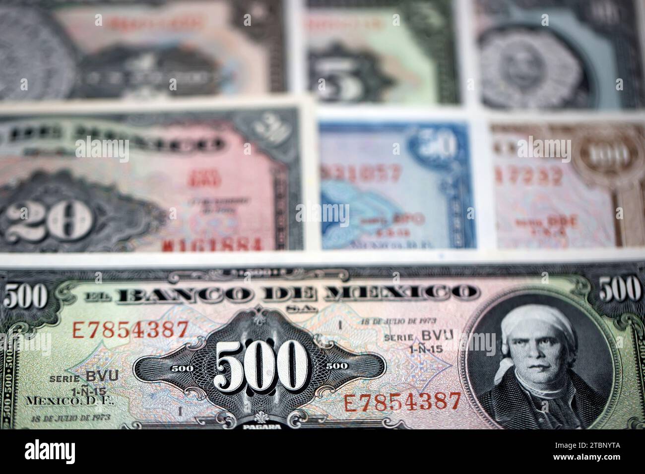 Old Mexican money - Pesos a business background Stock Photo - Alamy