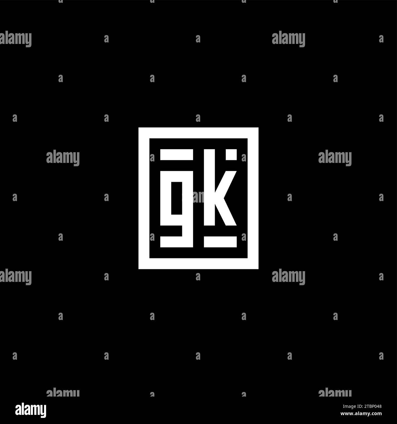GK initial logo with square rectangular shape style design ideas Stock ...