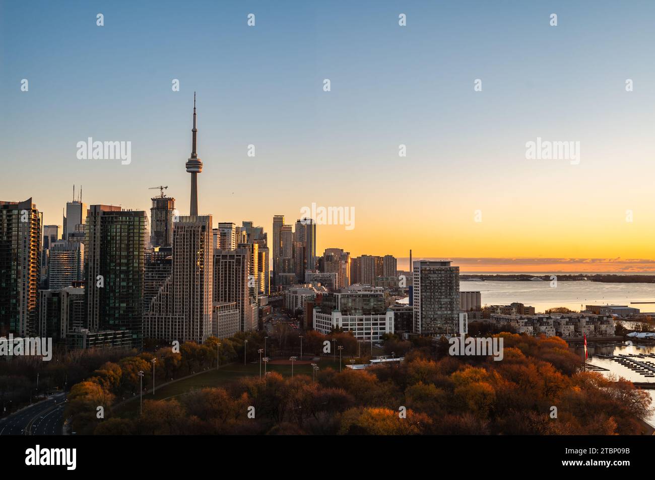 Skyline of buildings in Toronto, Ontario, Canada at sunrise Stock Photo ...