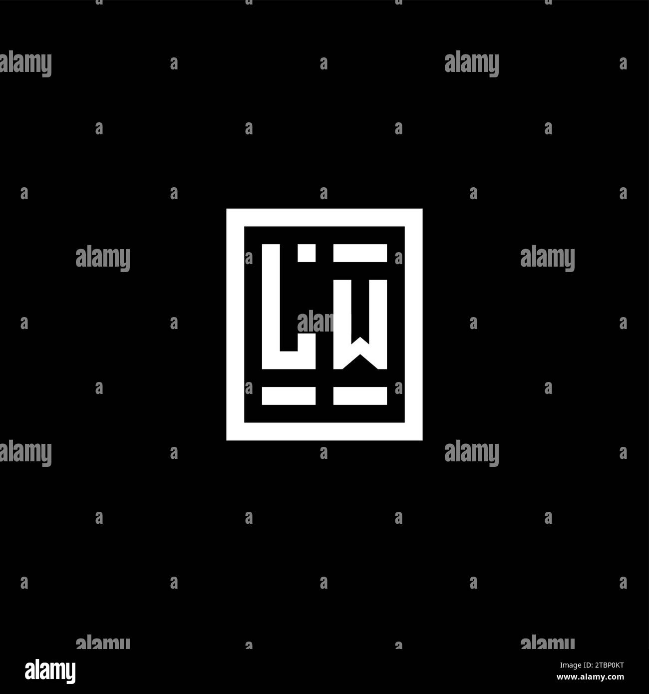 LW initial logo with square rectangular shape style design ideas Stock ...