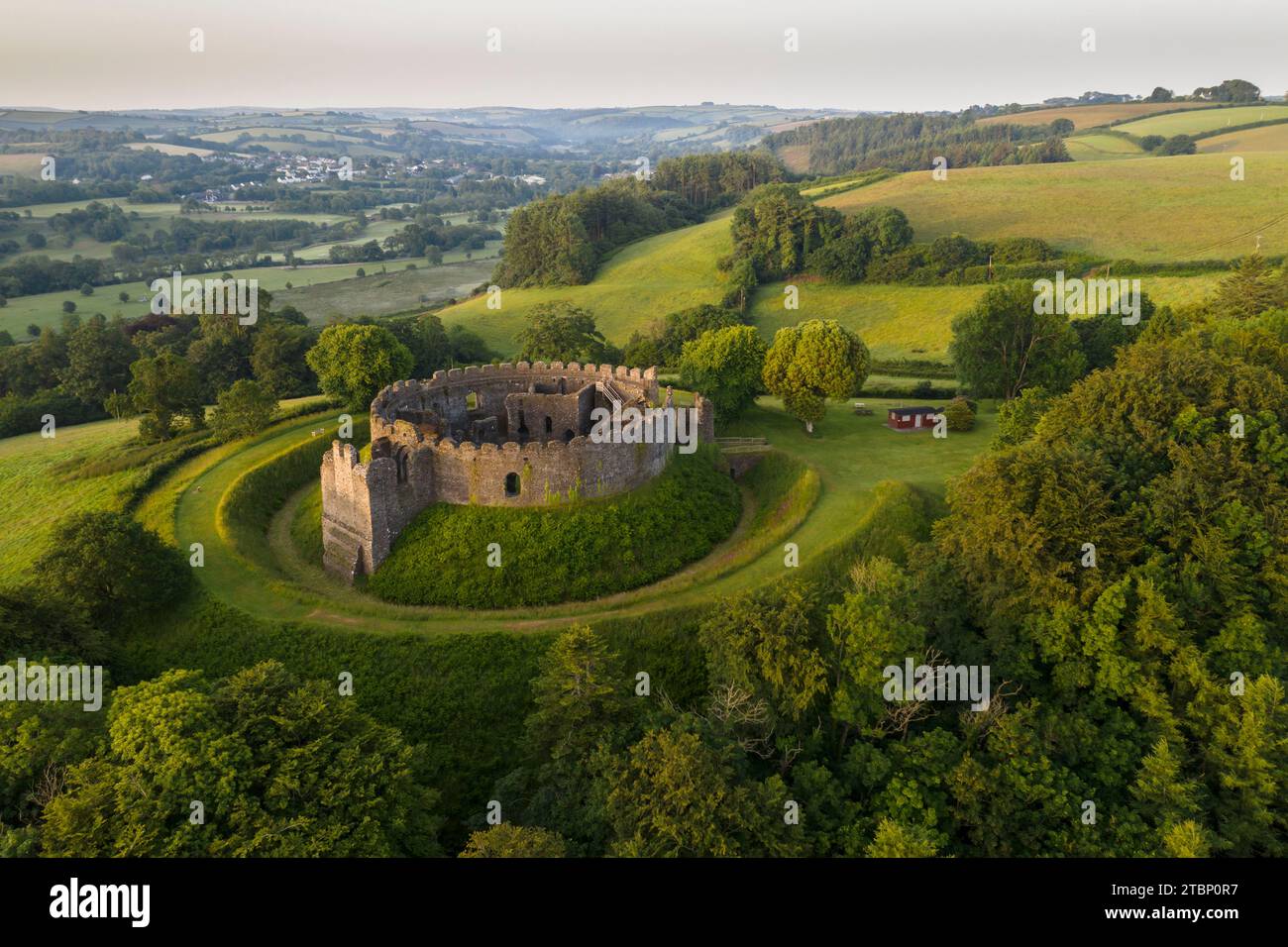 The ruins of Restormel Castle on a summer morning, Lostwithiel ...