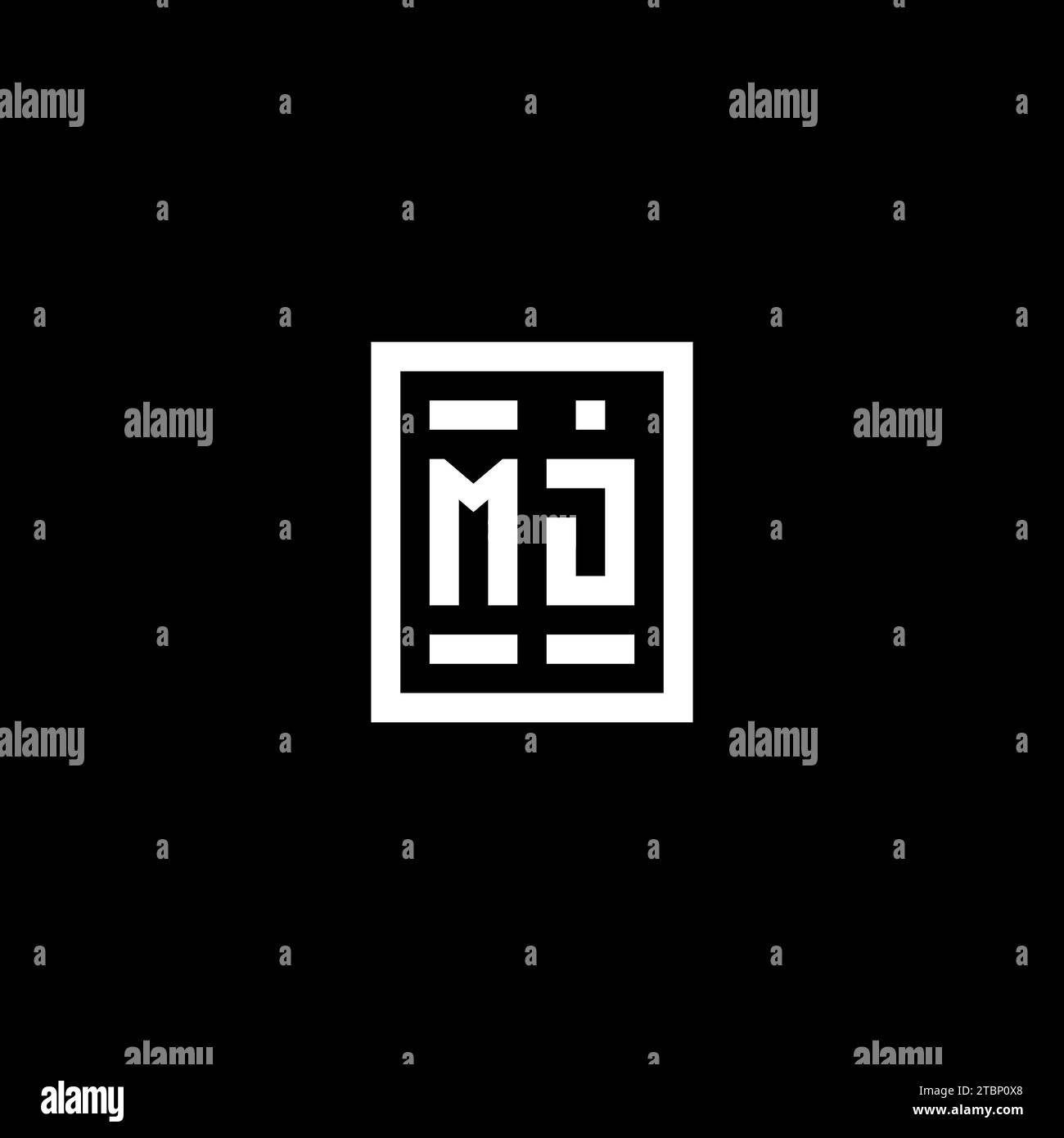 MJ initial logo with square rectangular shape style design ideas Stock ...