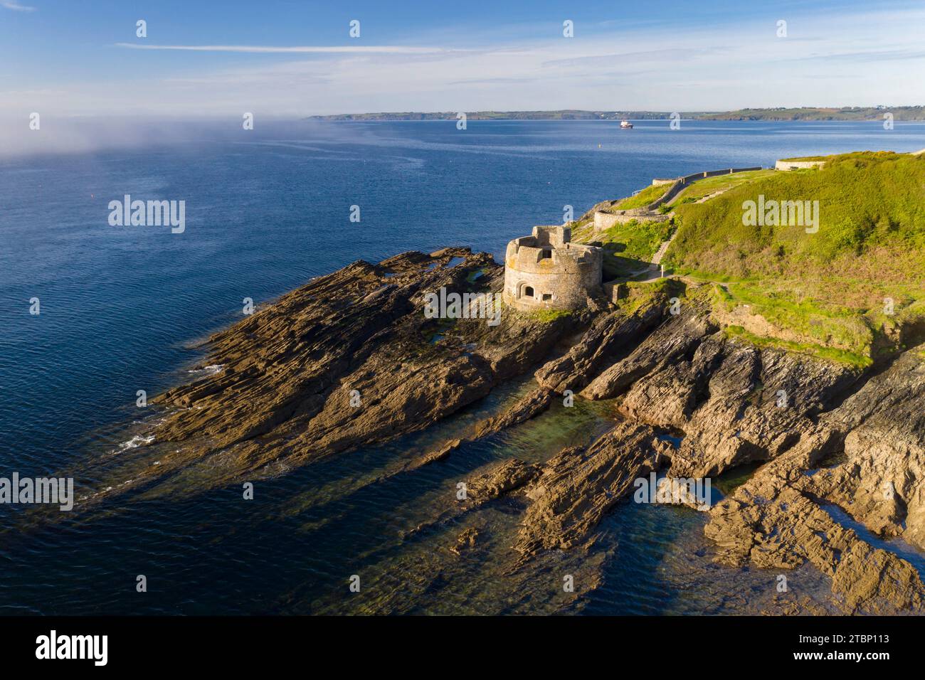 Aerial view of Castle Fort on Pendennis Head in Cornwall, England ...