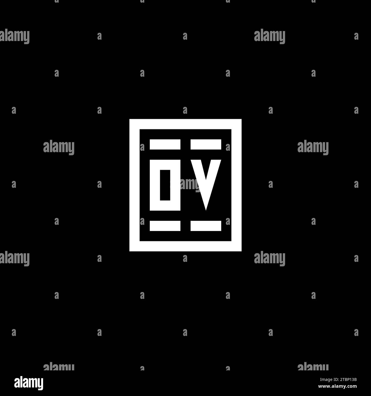 OV initial logo with square rectangular shape style design ideas Stock ...
