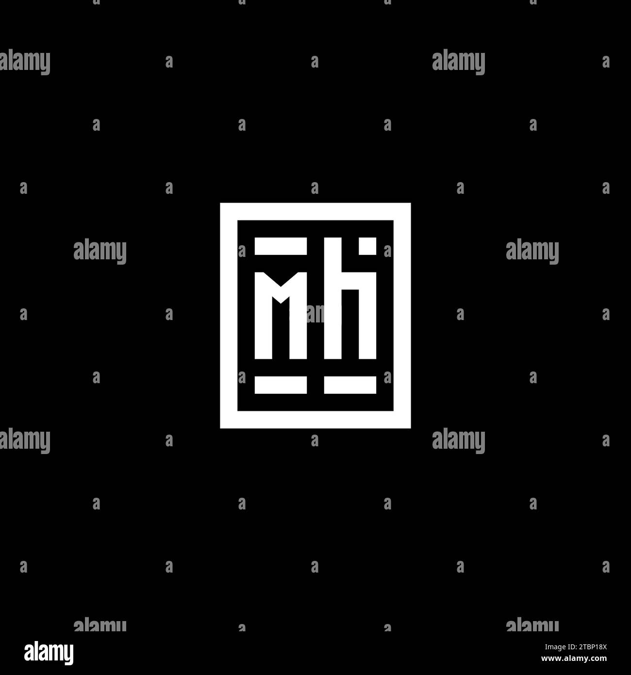 MH initial logo with square rectangular shape style design ideas Stock ...