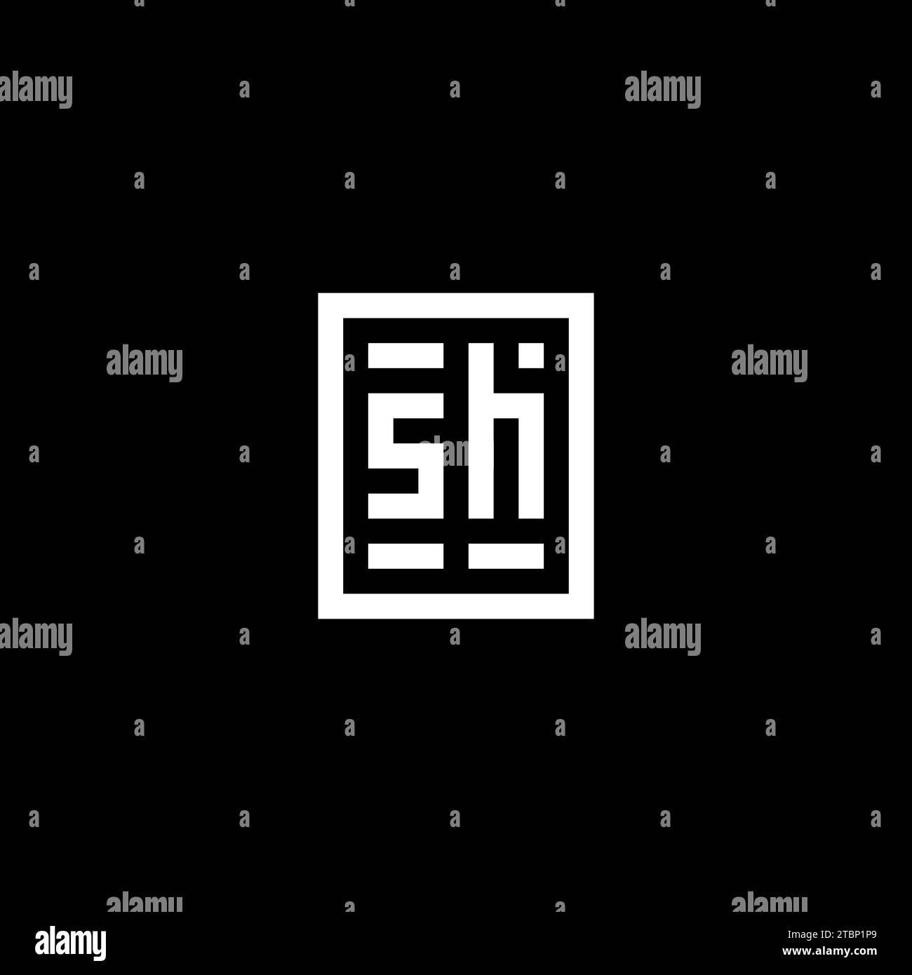 SH initial logo with square rectangular shape style design ideas Stock ...