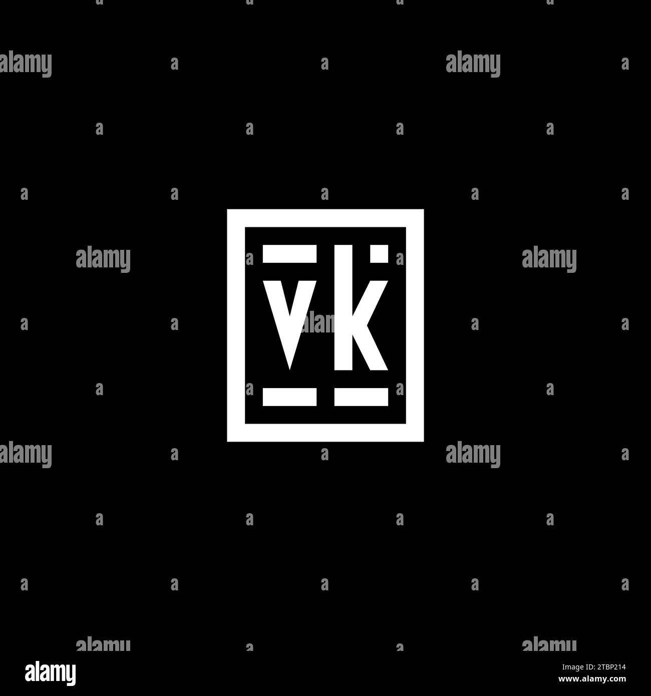 VK initial logo with square rectangular shape style design ideas Stock ...