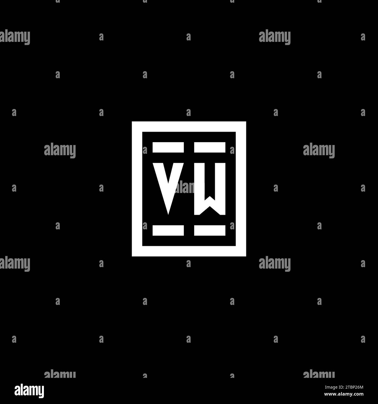 VW initial logo with square rectangular shape style design ideas Stock ...