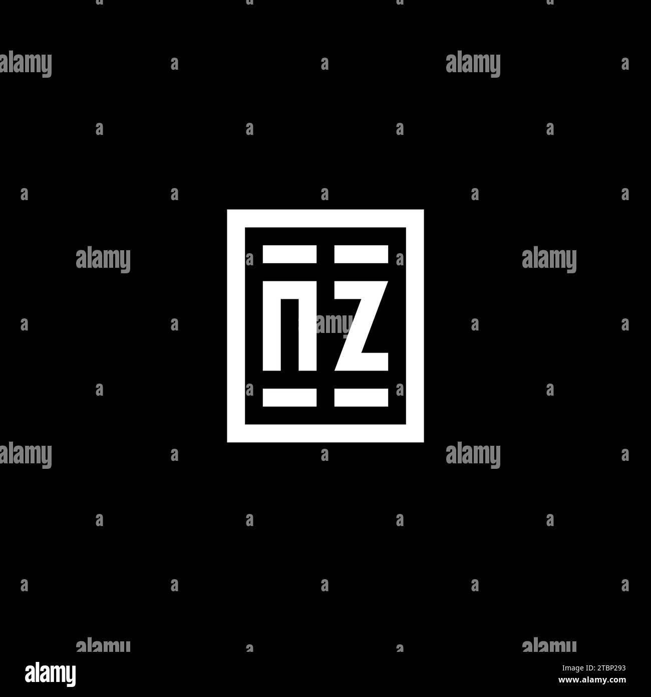 NZ initial logo with square rectangular shape style design ideas Stock ...