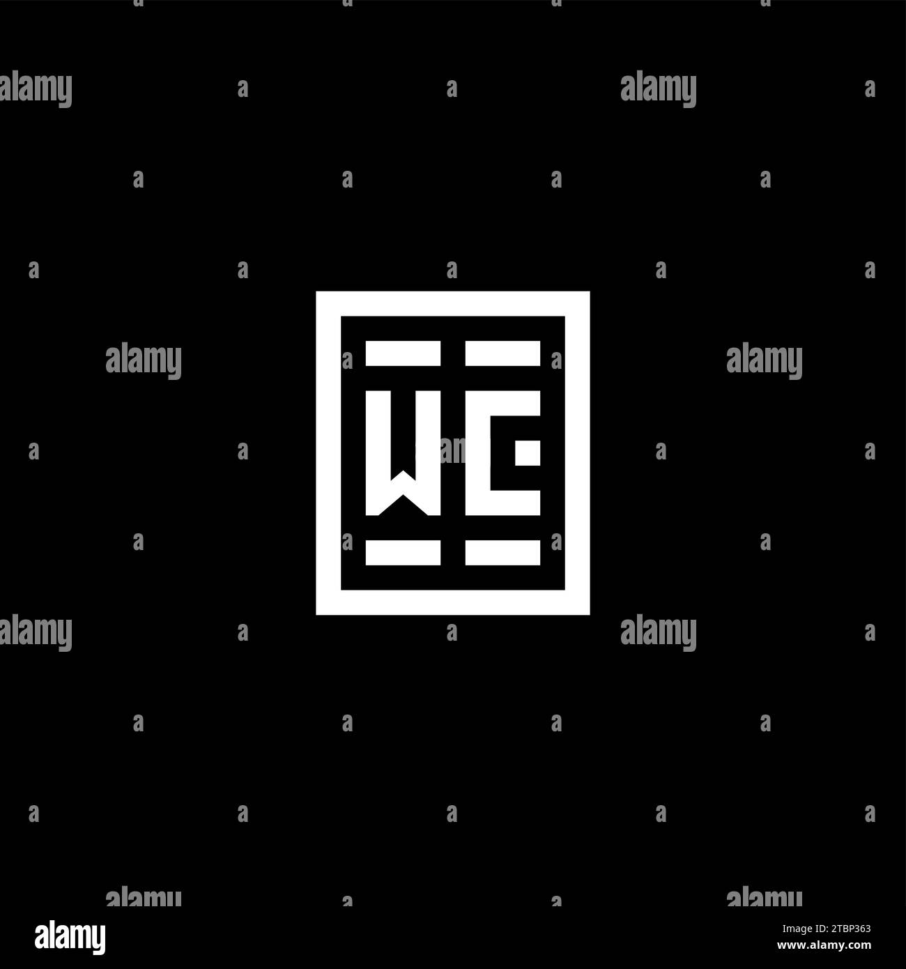 WC initial logo with square rectangular shape style design ideas Stock ...