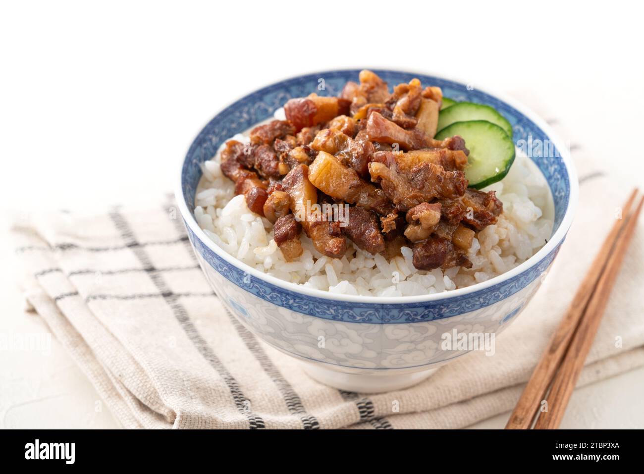 Braised pork belly meat rice, stewed pork over cooked rice in Taiwanese ...