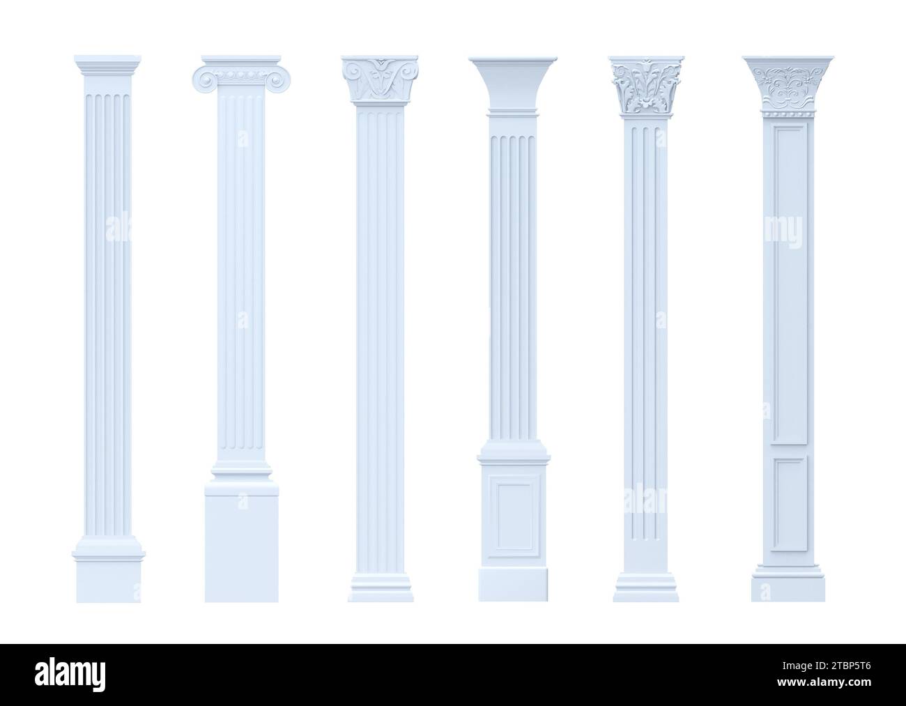 3d illustration. Set of vintage classic marble columns pillars Stock ...