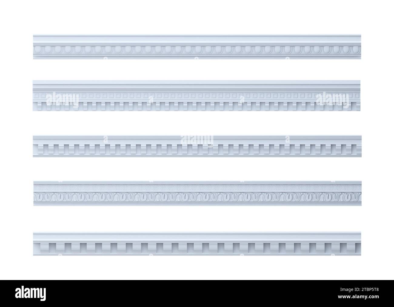 3d illustration. Set of antique classical architectural cornices of ...