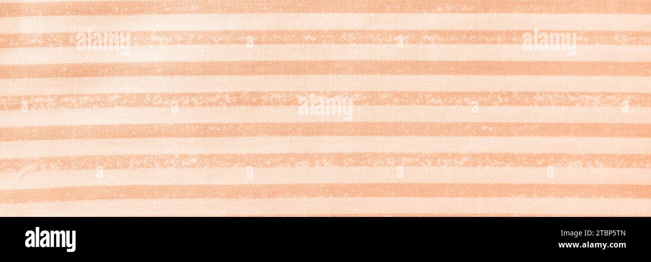 Peach fuzz striped cotton texture banner. Fabric textile background ...