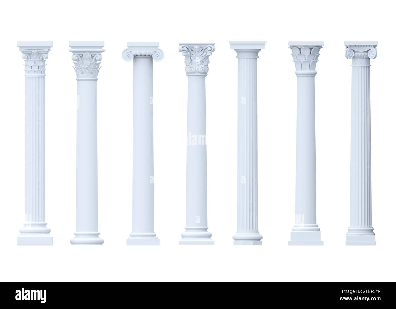 3d illustration. Set of vintage classic marble columns pillars Stock ...