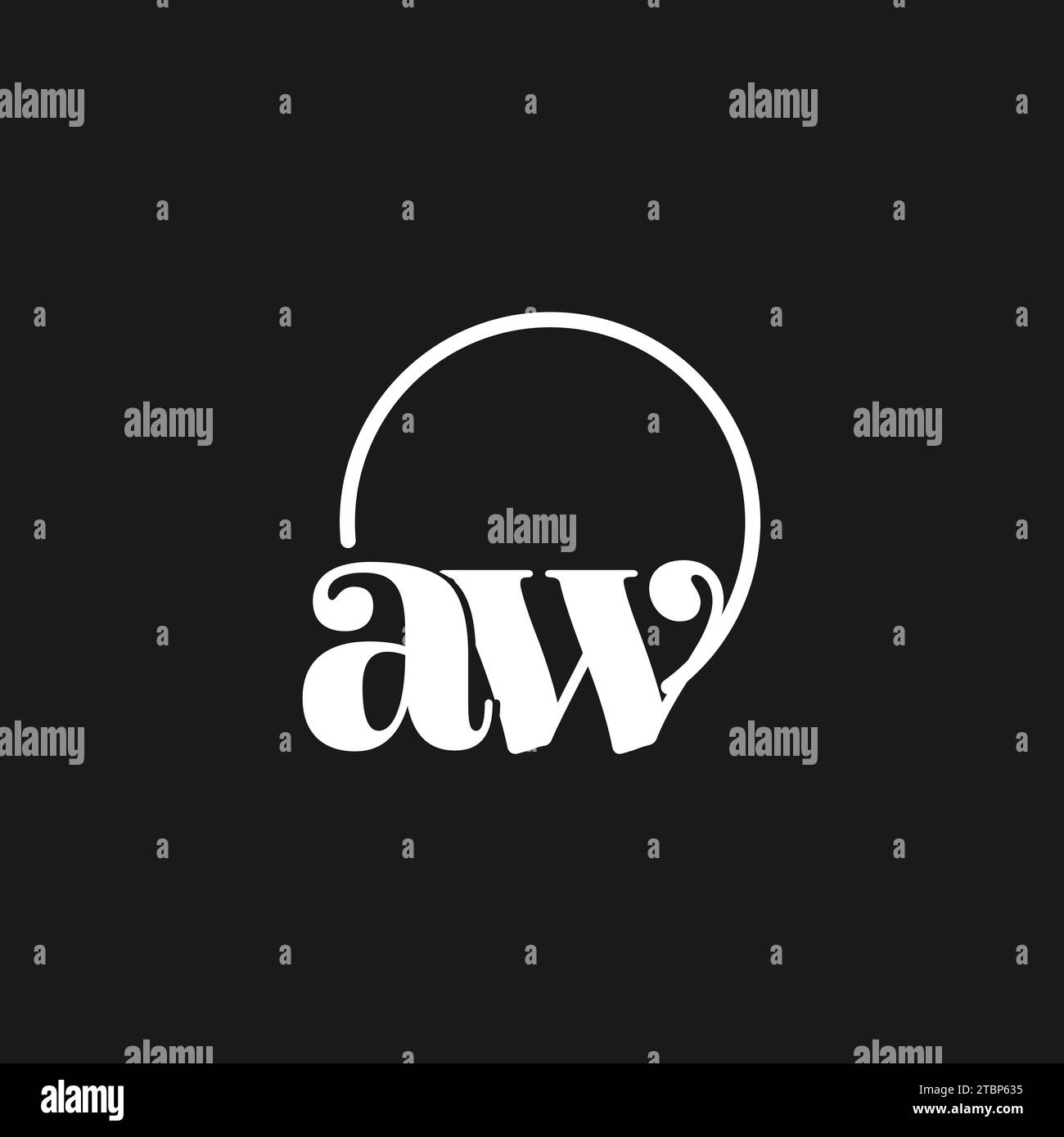 AW logo initials monogram with circular lines, minimalist and clean ...