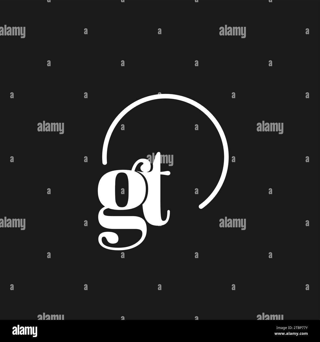 GT logo initials monogram with circular lines, minimalist and clean ...