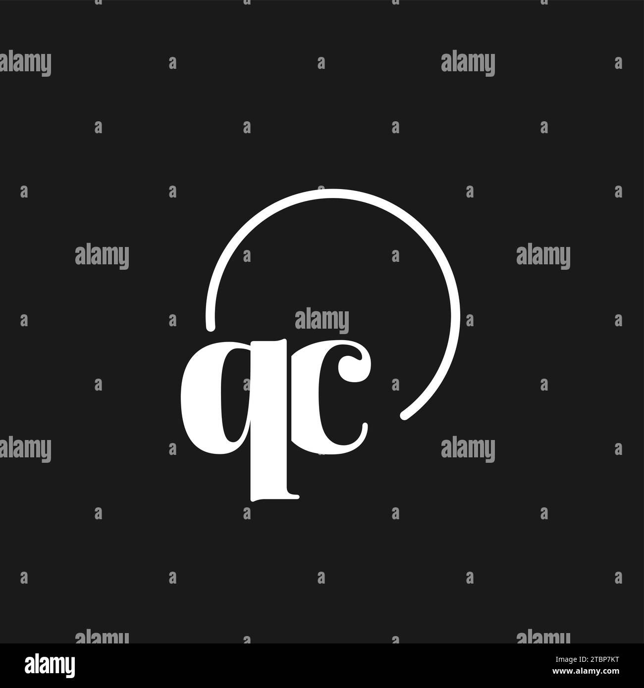 QC logo initials monogram with circular lines, minimalist and clean ...