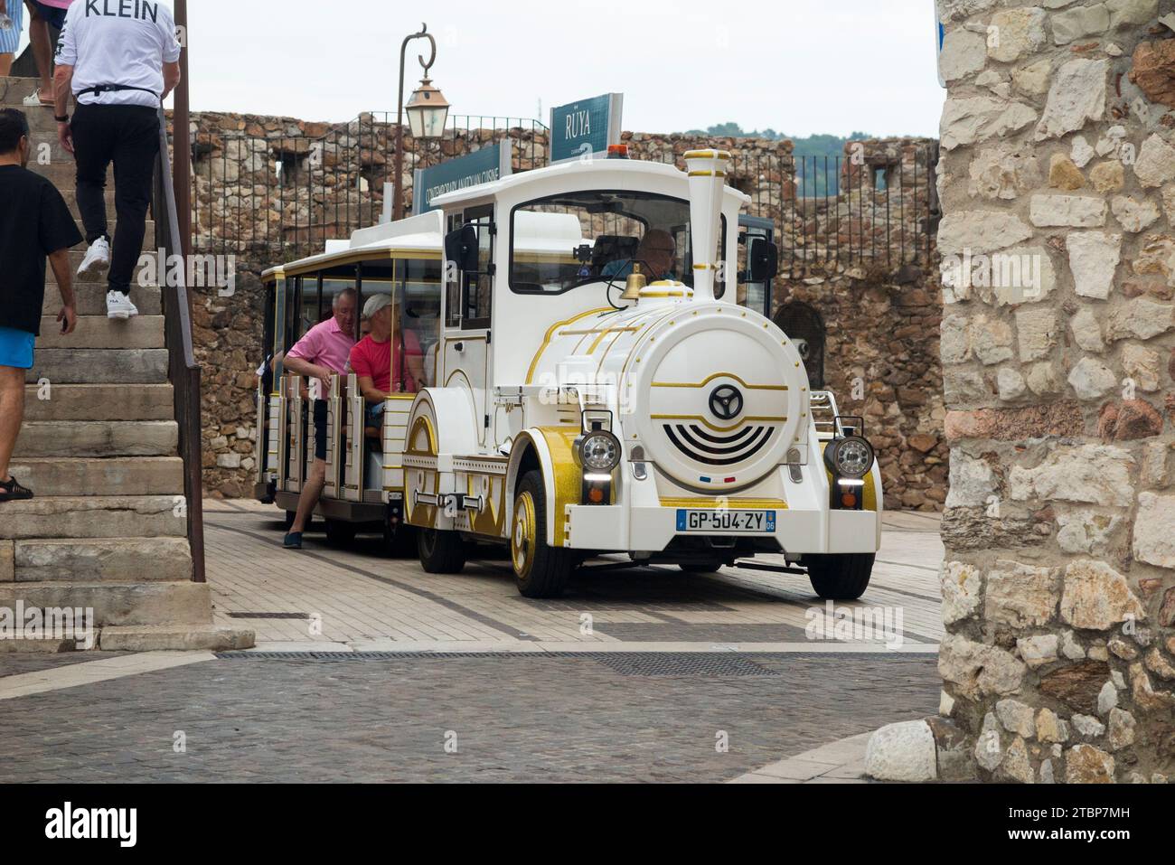 Tourist sightseeing train / trains with visitors enjoying tour of ...