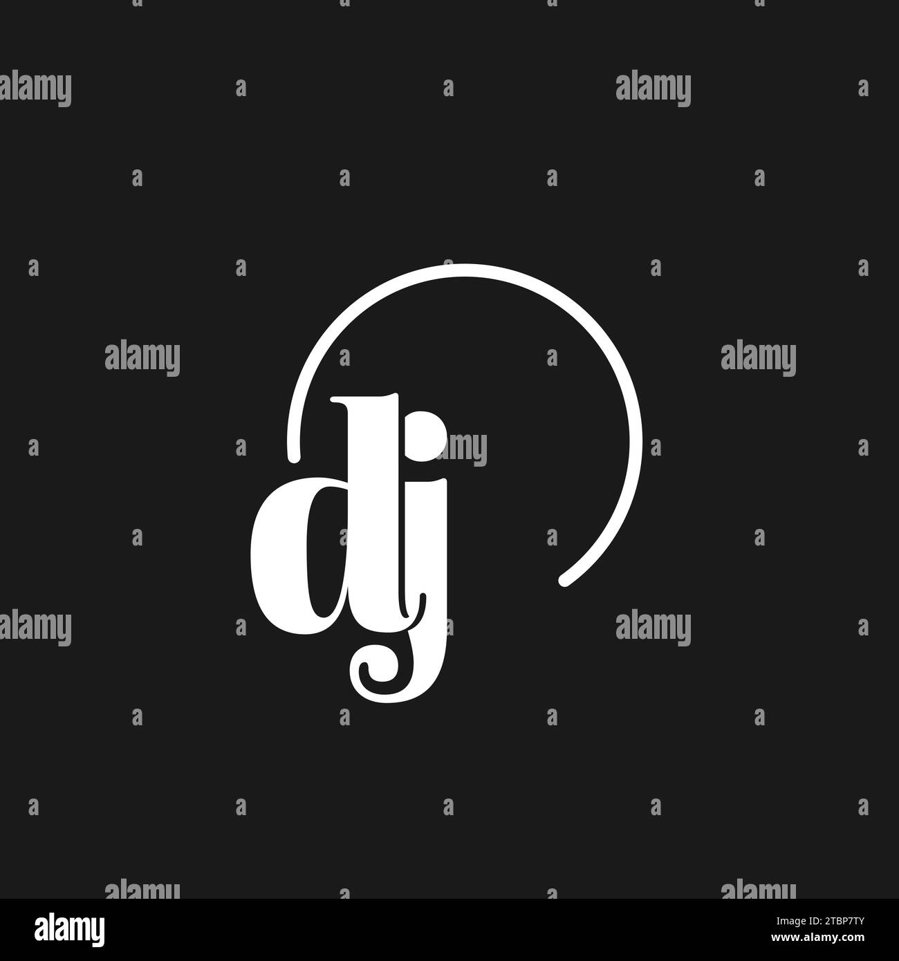 DJ logo initials monogram with circular lines, minimalist and clean ...