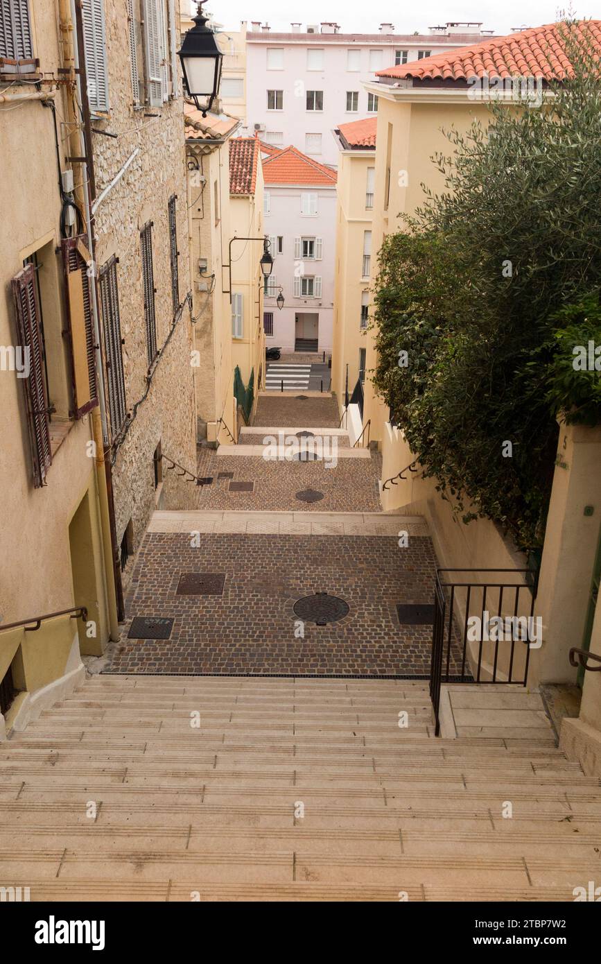 Steep stairs steps / long stairway stair way looking down from the old ...